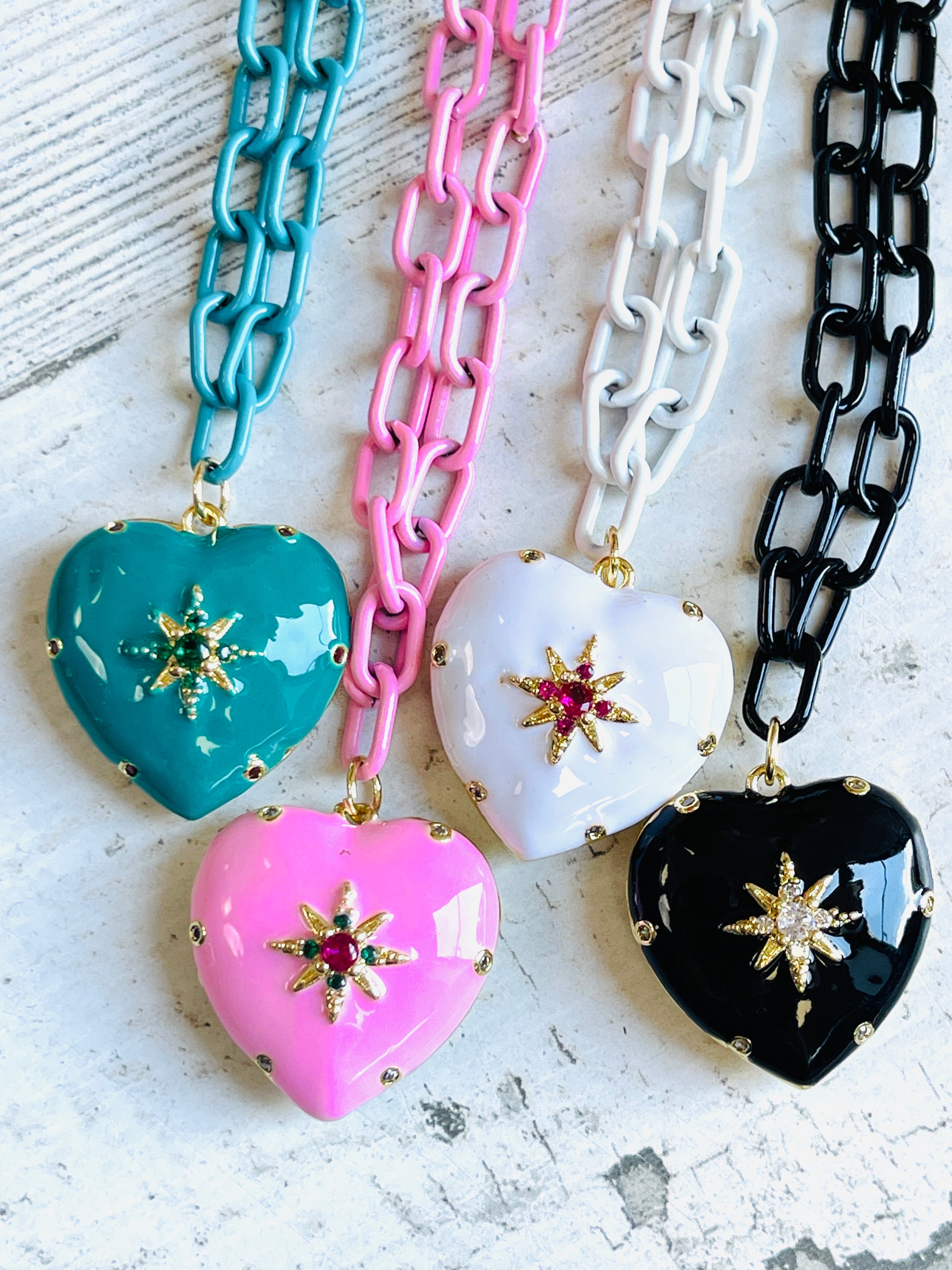 Puffy Heart Enamel Chain Necklace – Emma Lou's Boutique