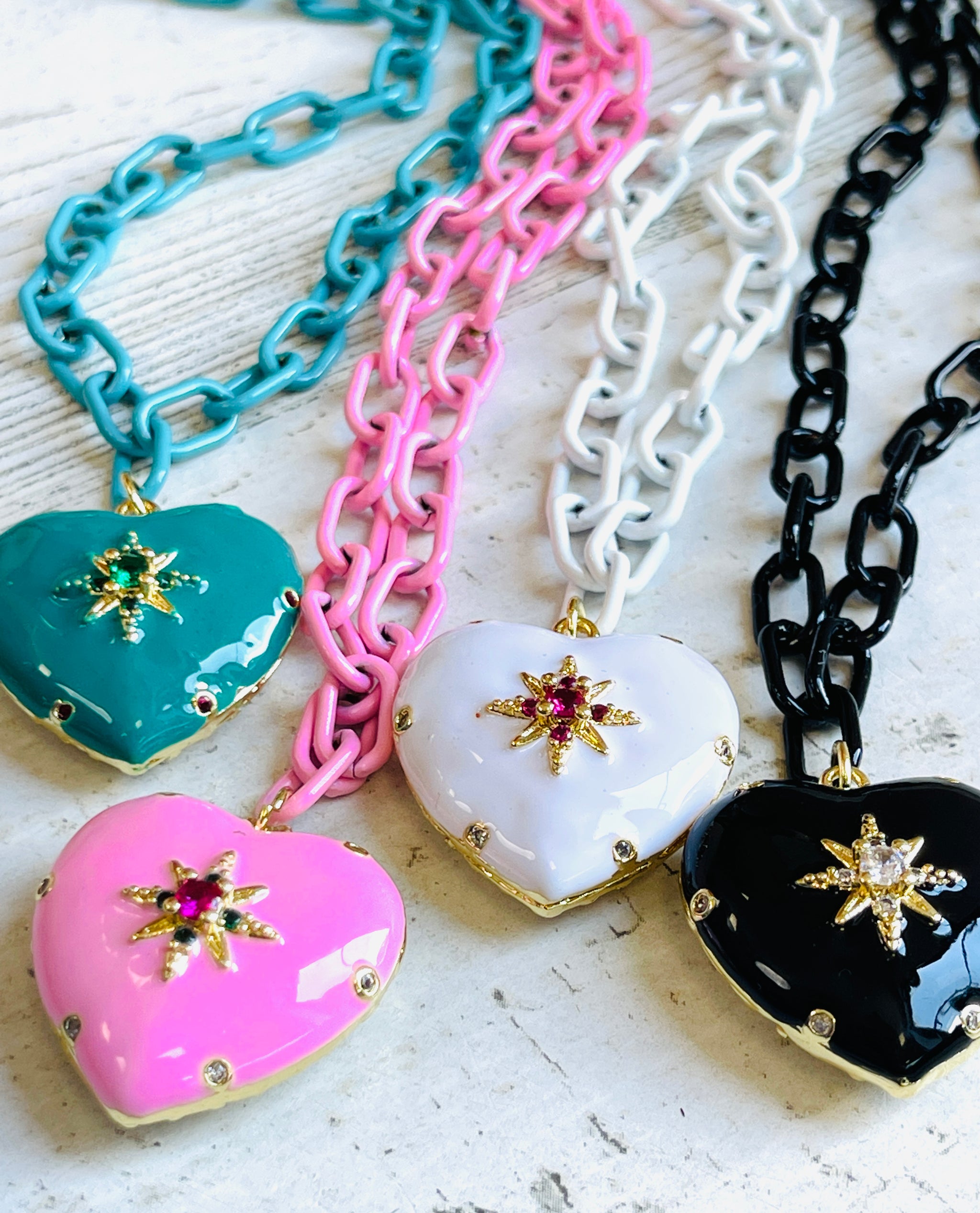 Puffy Heart Enamel Chain Necklace – Emma Lou's Boutique